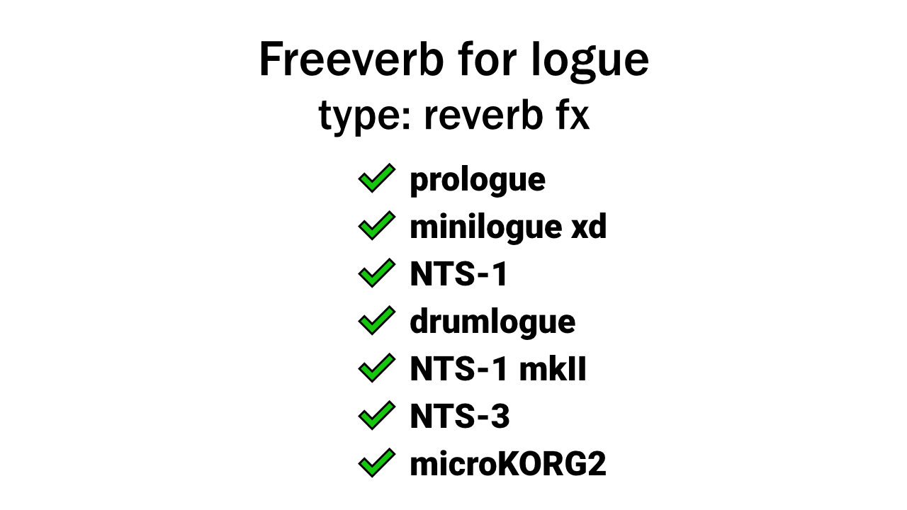 Freeverb reverberator for logue SDK